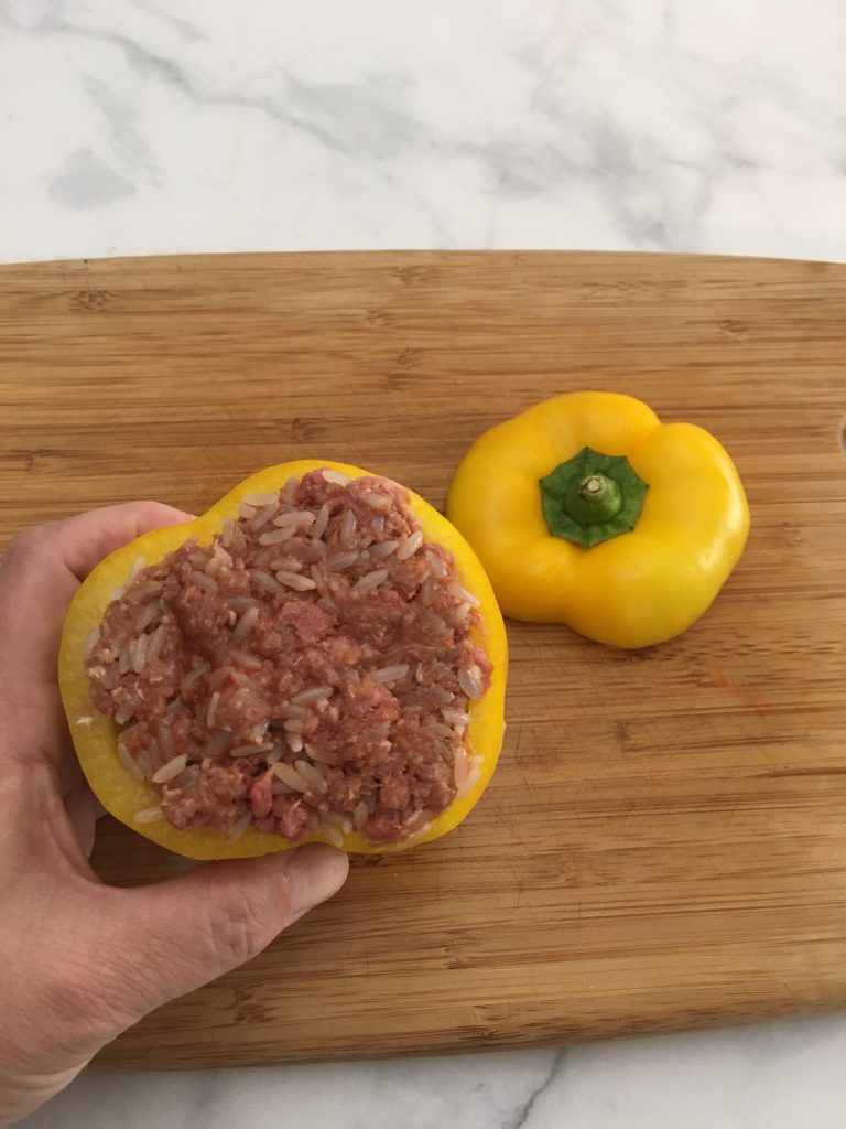 Stuffed Bell Pepper with Ground Beef and Rice - It's Everything Delicious